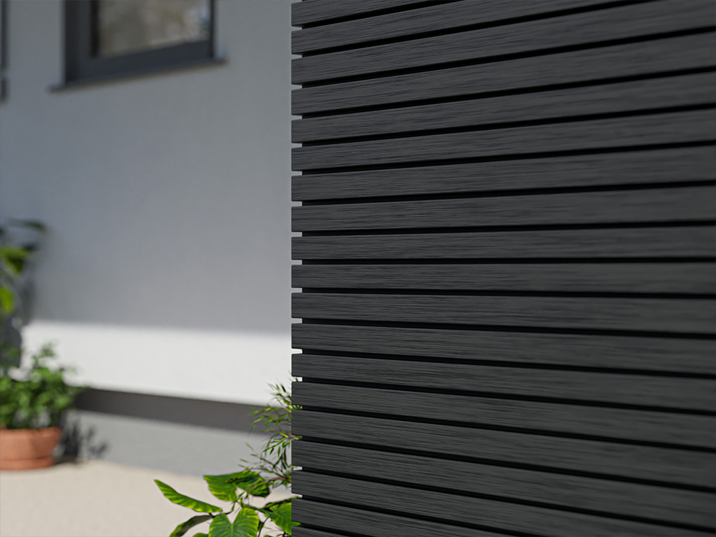 WPC 4-fach Rhombusprofil Charcoal co-extrudiert | WPC-Fassaden | Fassadenverkleidung ...