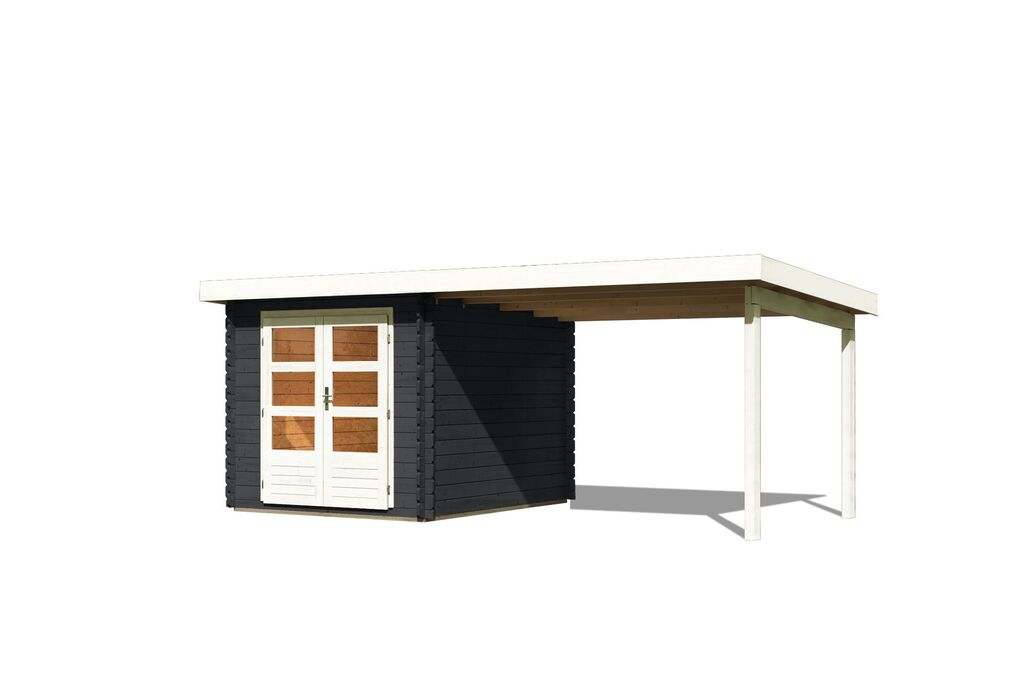 Gartenhaus Blockbohlenhaus SET Bastrup 4 28 mm anthrazit inkl. 3 m ... Gartenhaus Blockbohlenhaus SET Bastrup 4 28 mm anthrazit inkl. 3 m ...
