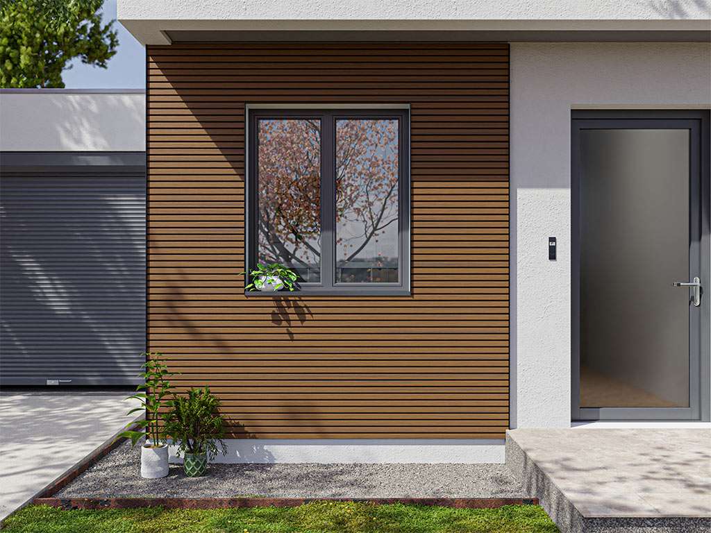 WPC 5-fach Rhombusprofil R201, Sandalwood | WPC-Fassaden ...