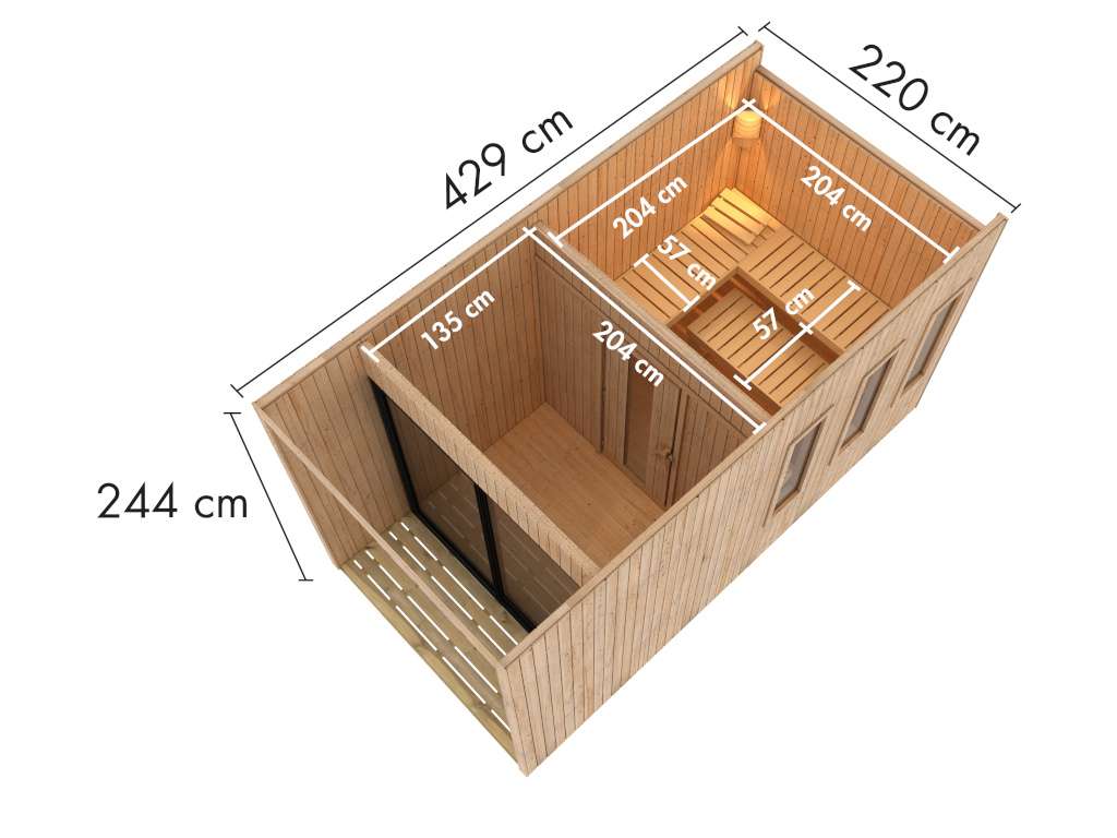Saunahaus Miramar SET naturbelassen | Gartensaunen mit Vorraum ...