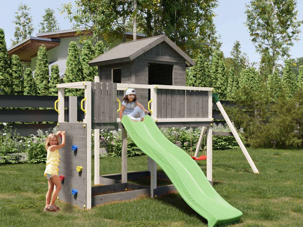 Spielturm Smart 5 Bridge grau/weiß inkl. Rutsche grau | Spieltürme ...